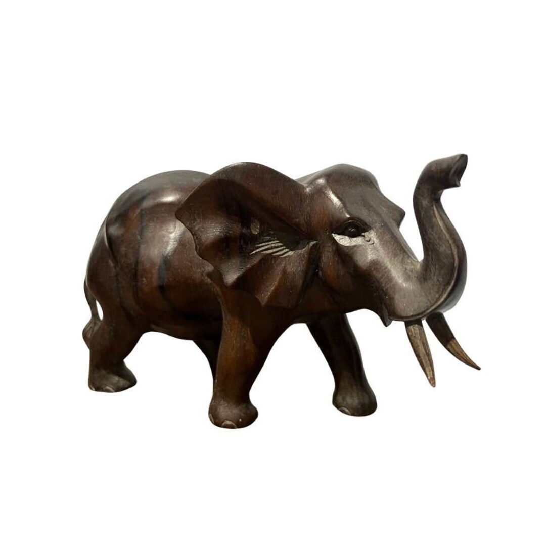 LIMITED Wooden Elephant Statue, Wood Carving, Tusk, African Animals ...