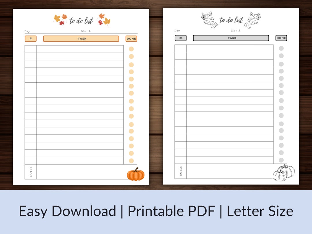 Printable to Do List - Fall Stationery - 3 Styles - Letter Size ...