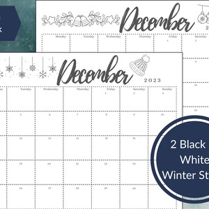 Printable December 2023 Monthly Calendar - Digital PDF - 5 Style ...