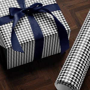 Houndstooth Wrapping Paper Black White Gift Wrap Elegant Holiday ...