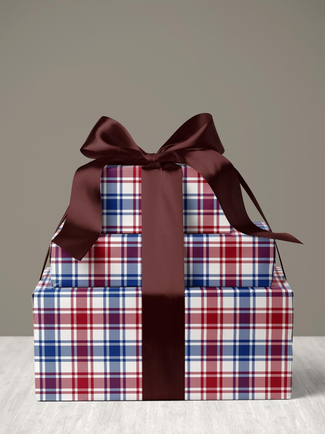 Traditional Plaid Wrapping Paper Tartan Red Blue Christmas Wrapping ...