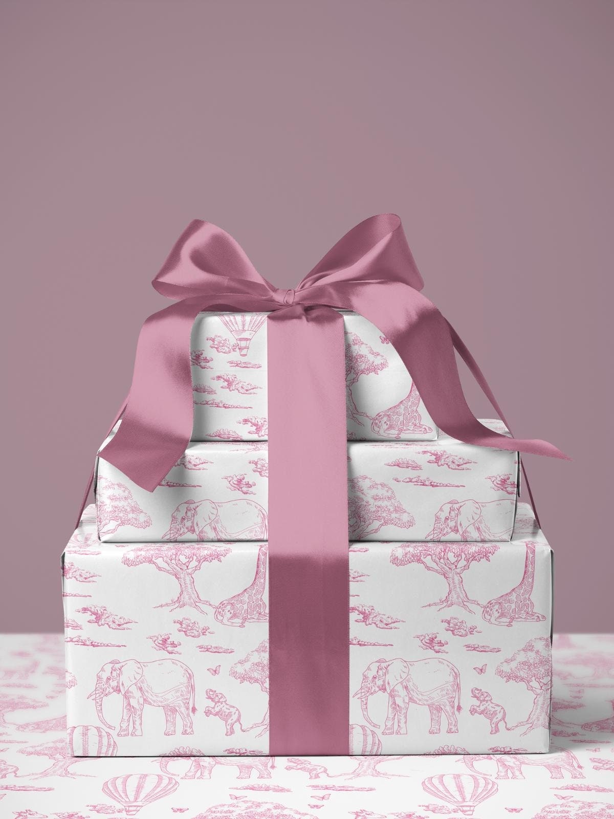 Baby Shower Gift Wrapping Paper Pink Toile Wrapping Paper Chinoiserie ...