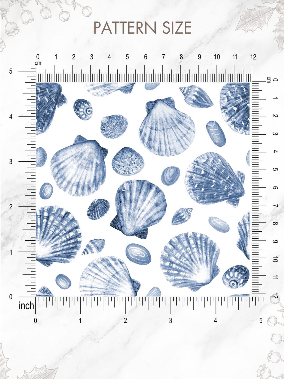 Blue Watercolor Shells Wrapping Paper Elelgant Blue Wrapping Paper ...