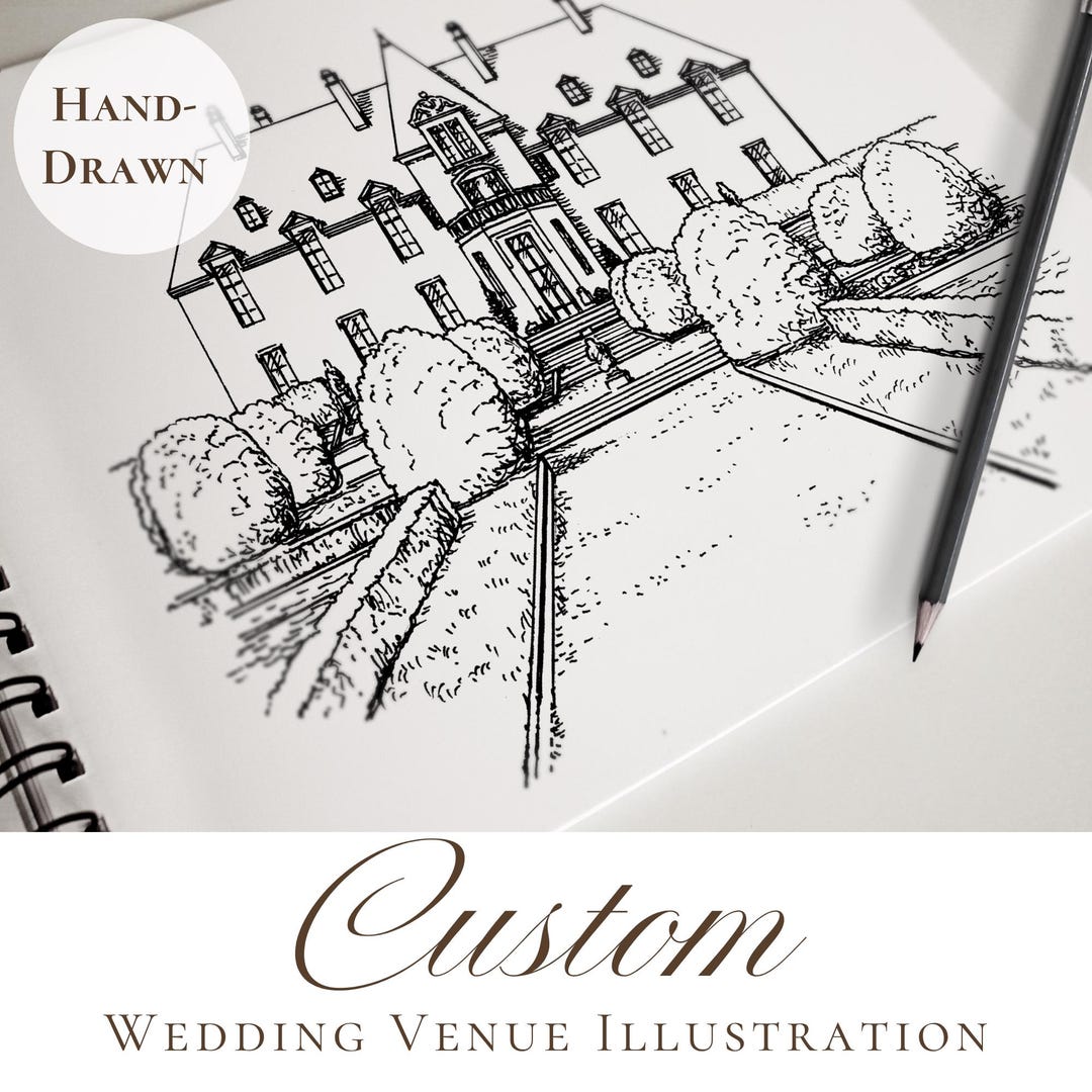 Custom Wedding Venue Illustration Bespoke Hand Drawn Venue Sketch ...