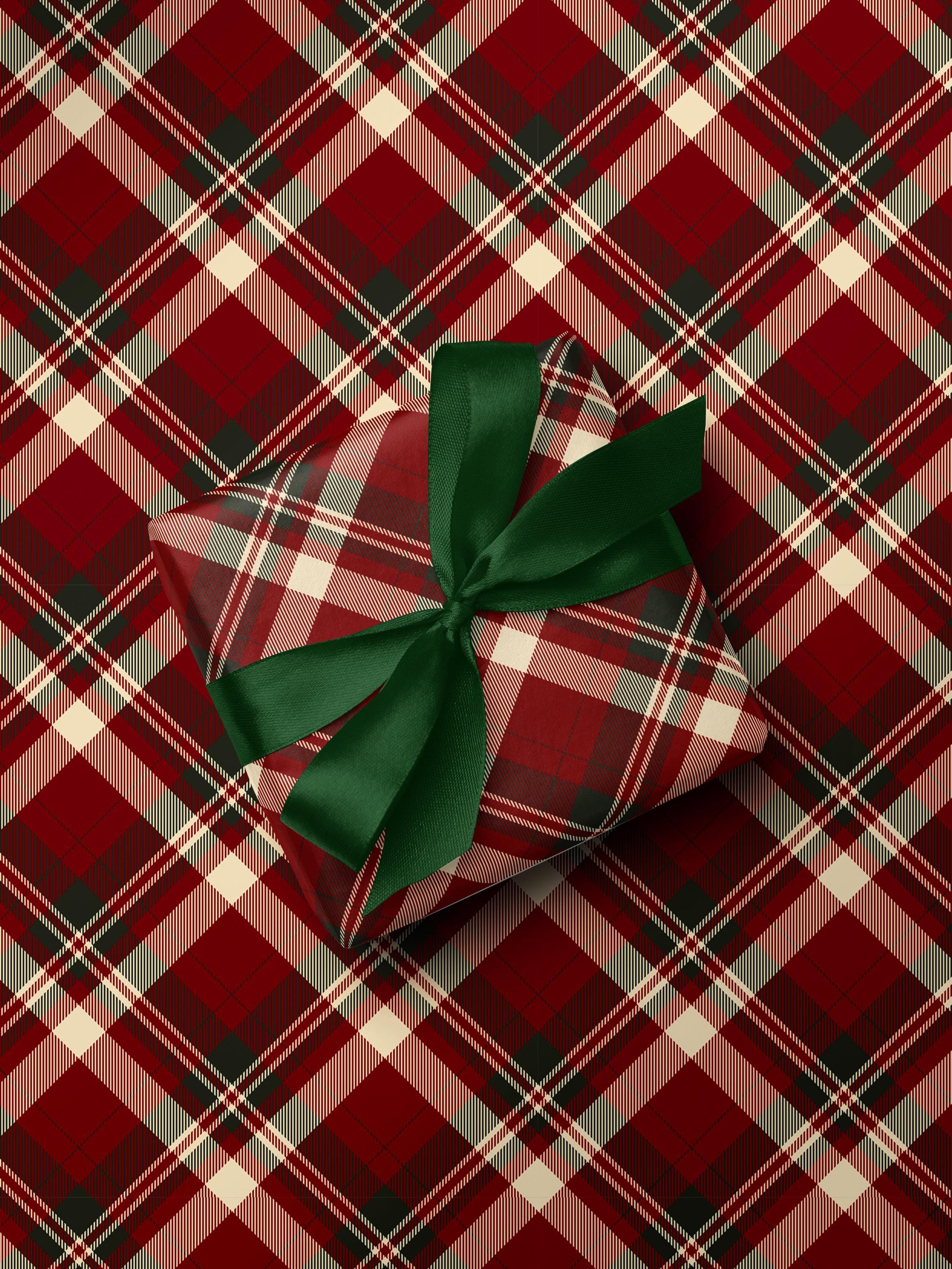 Red Plaid Christmas Wrapping Paper Roll Holiday Decor Red Gift Wrapping ...