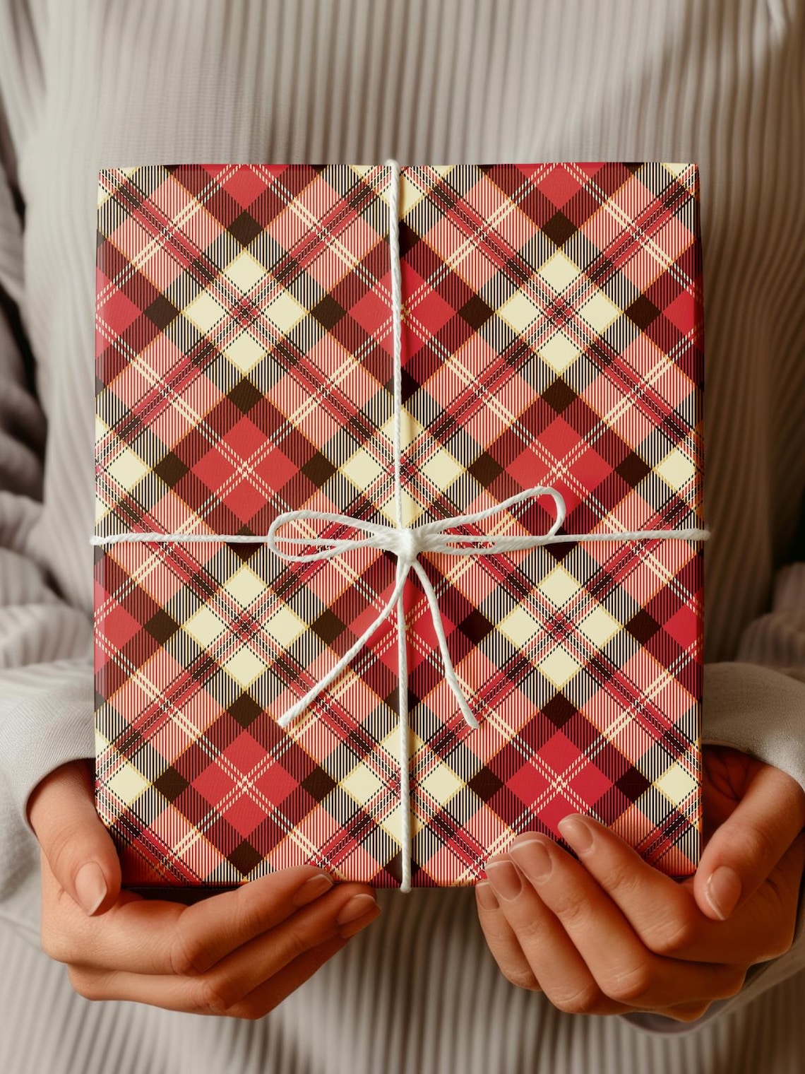 Farmhouse Christmas Wrapping Paper Red Plaid Christmas Gift Wrapping ...