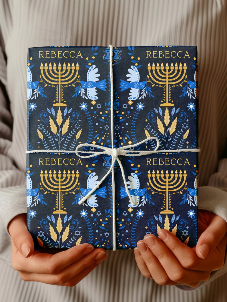 Hanukkah Gift Wrapping Paper Personalized Gift Wrap Hanukkah Decoration ...