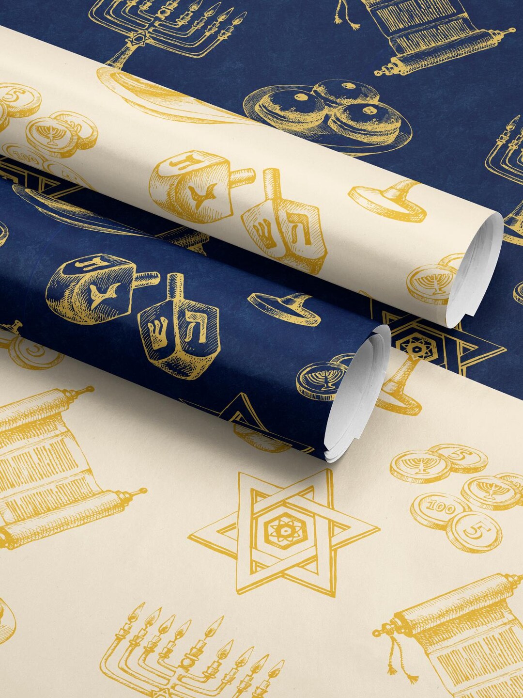 Hanukkah Beige Wrapping Paper Hanukkah Beige Decor Star of David ...