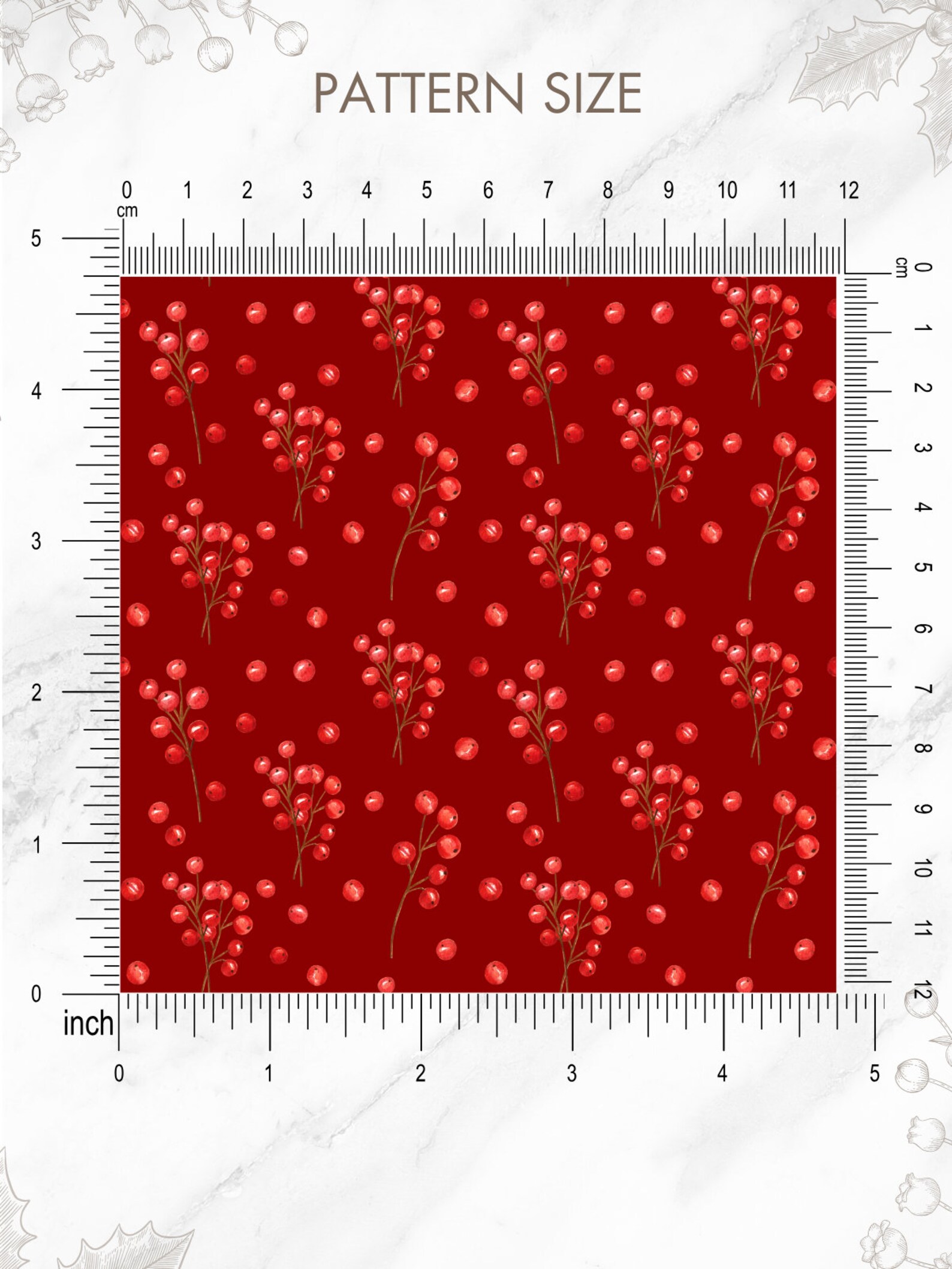 Red Berry Christmas Wrapping Paper Roll Holiday Decor Red Gift Wrapping ...