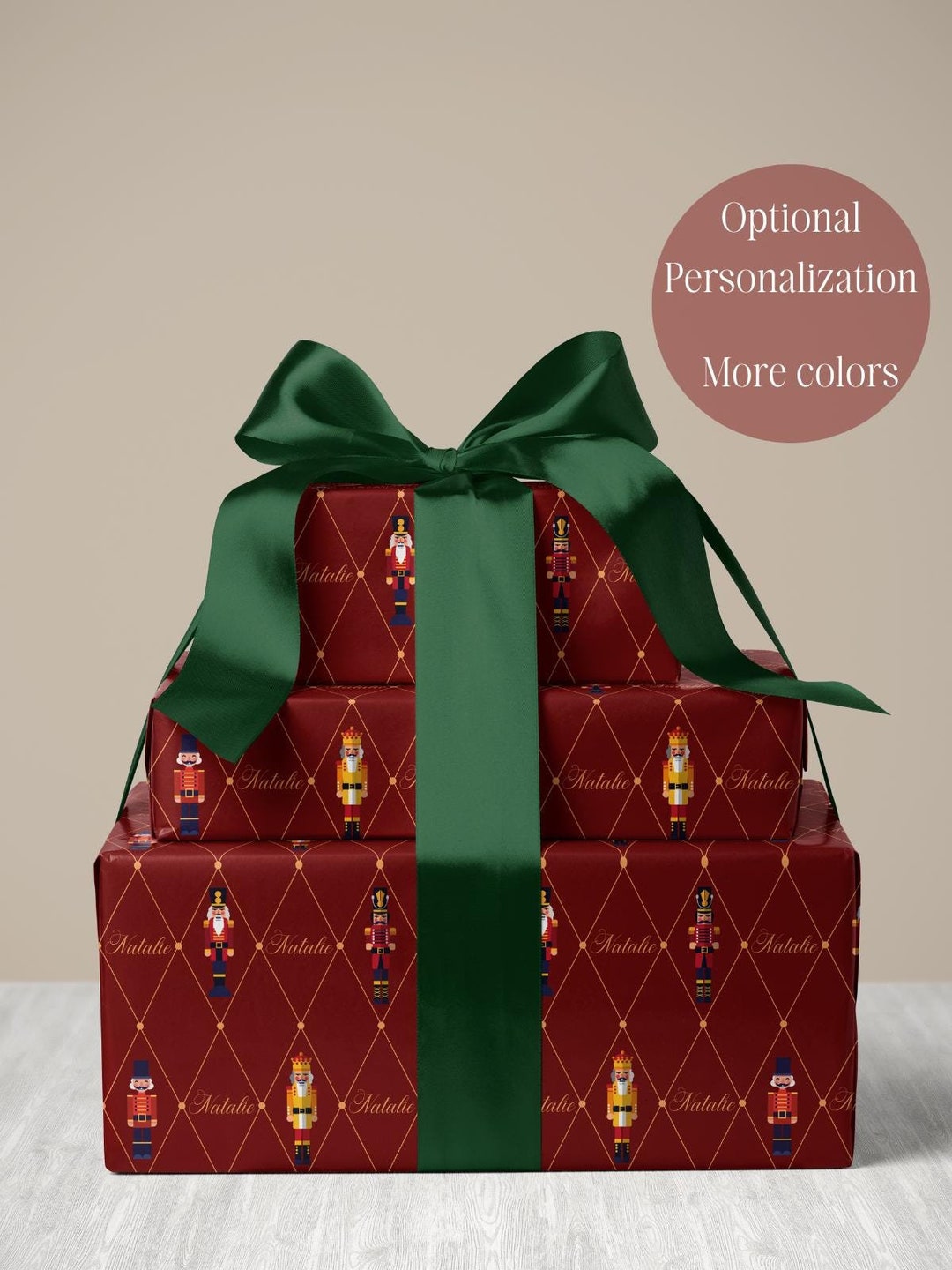 Red Nutcracker Wrapping Paper Personalized Christmas Nutcracker Gift ...