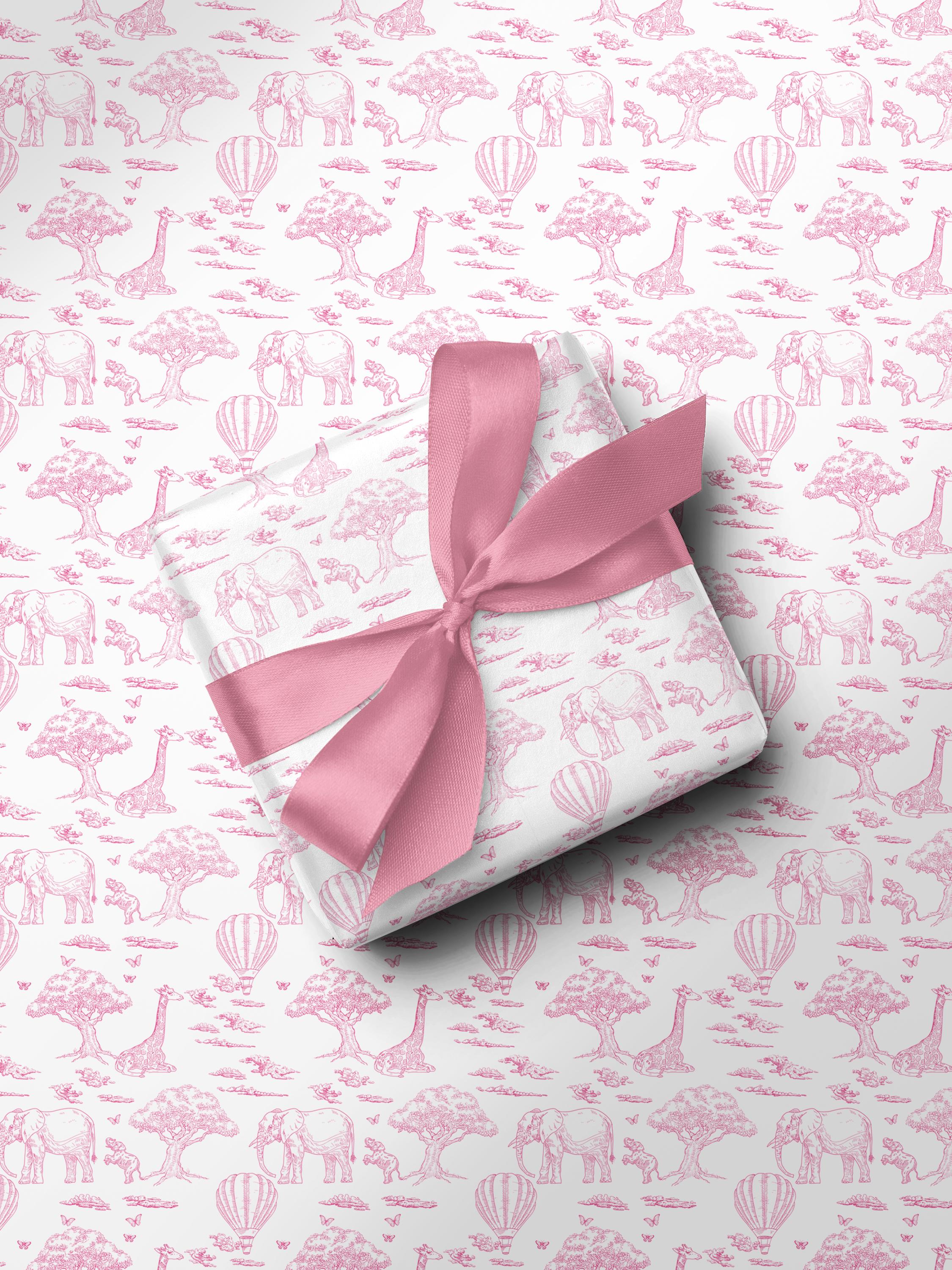 Pink Baby Shower Gift Wrapping Paper Toile Wrapping Paper Chinoiserie ...