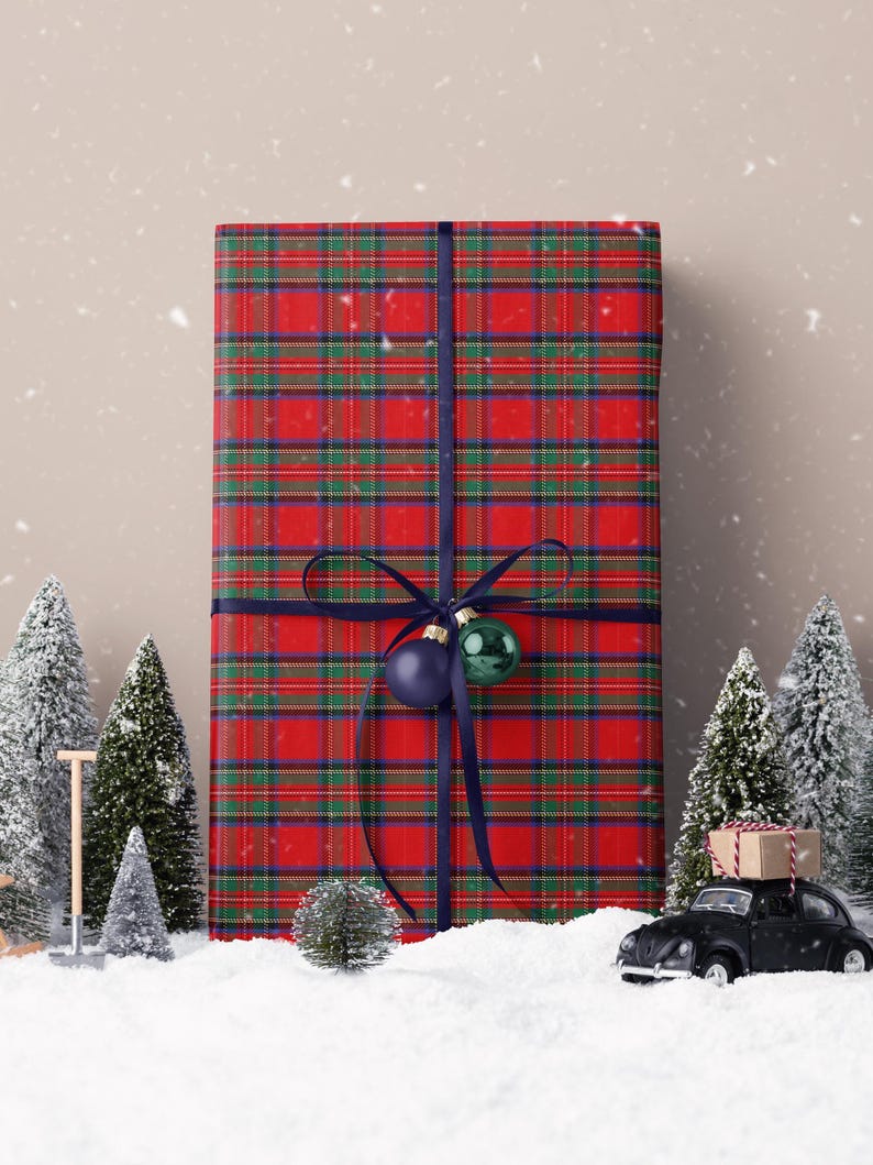Plaid Wrapping Paper Vintage Christmas Plaid Tartan Gift Wrap Tartan ...