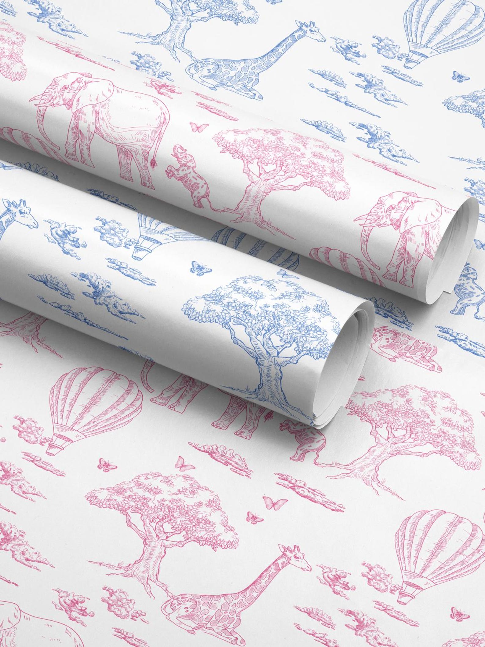 Baby Shower Gift Wrapping Paper Pink Toile Wrapping Paper Chinoiserie ...