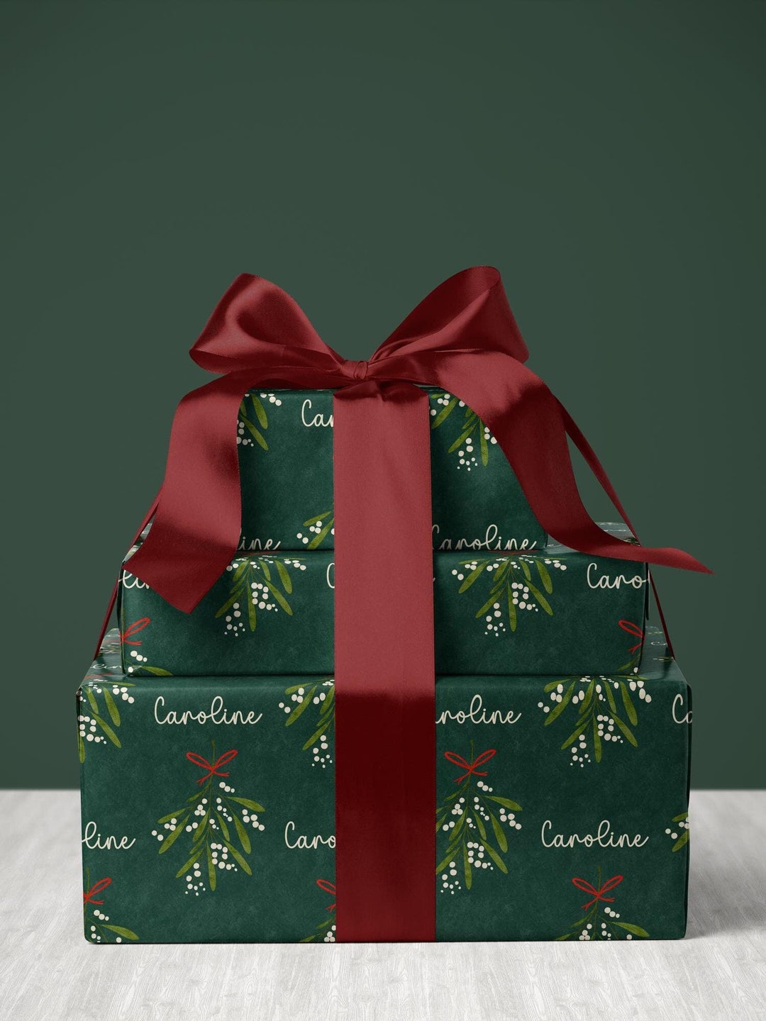 Green Christmas Wrapping Paper Roll Personalized Wrapping Paper ...