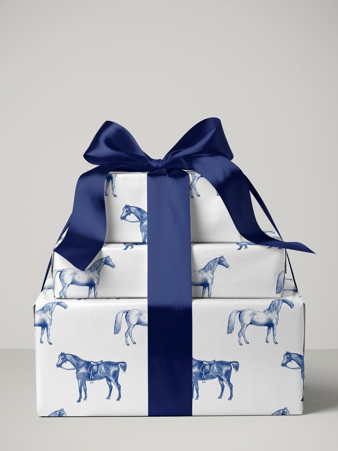 Horse Toile Wrapping Paper Equestrian Gift Wrapping Paper Preppy ...