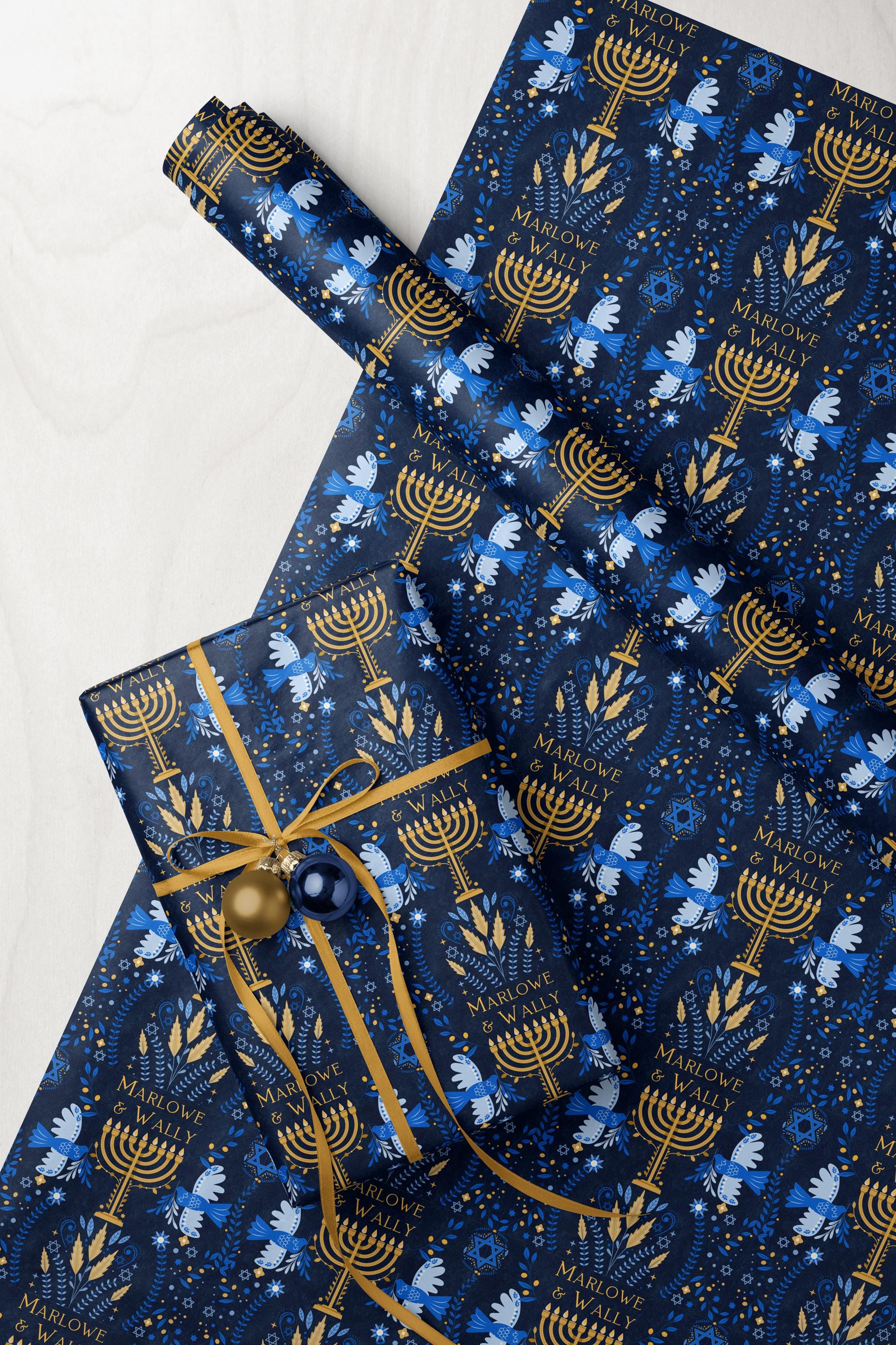 Hanukkah Gift Wrapping Paper Personalized Gift Wrap Hanukkah Decoration ...