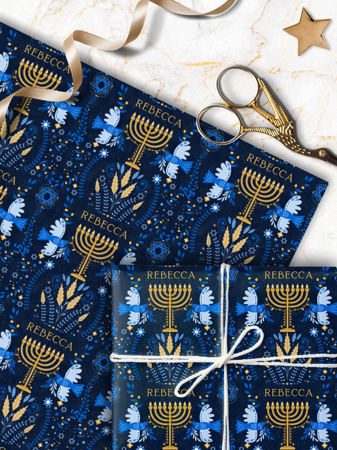 Hanukkah Gift Wrapping Paper Personalized Gift Wrap Hanukkah Decoration ...