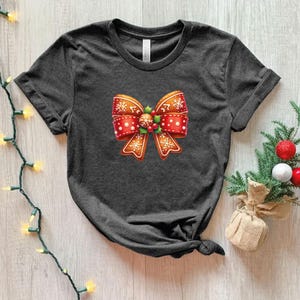 Gingerbread Shirt, Coquette Christmas Tee, Women's Holiday Tee, Gift ...