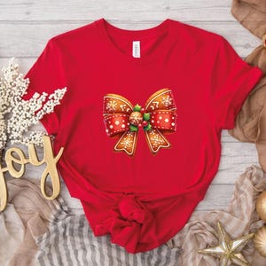Gingerbread Shirt, Coquette Christmas Tee, Women's Holiday Tee, Gift ...