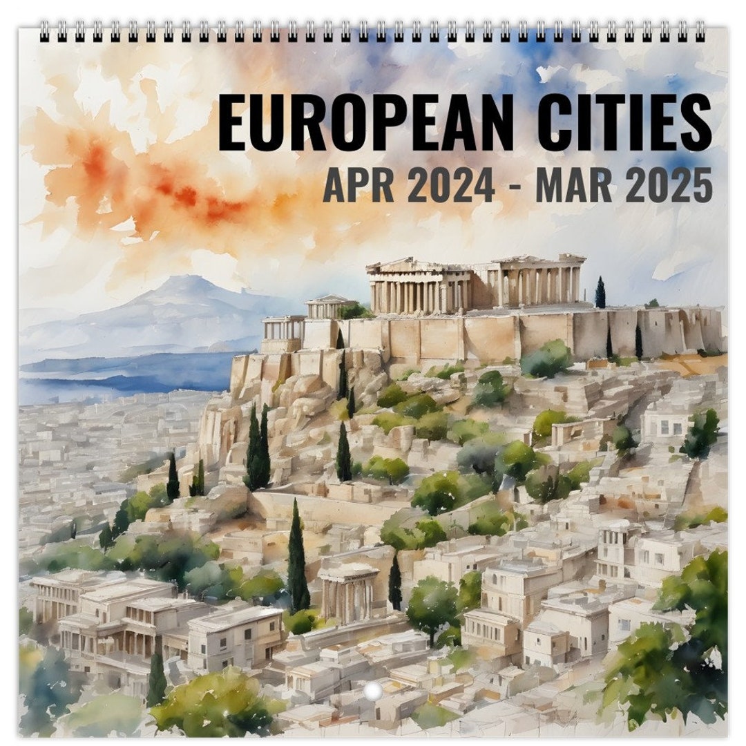 European Cities Mid-year april 2024 Aquarelle Wall Calendar 2024 US ...