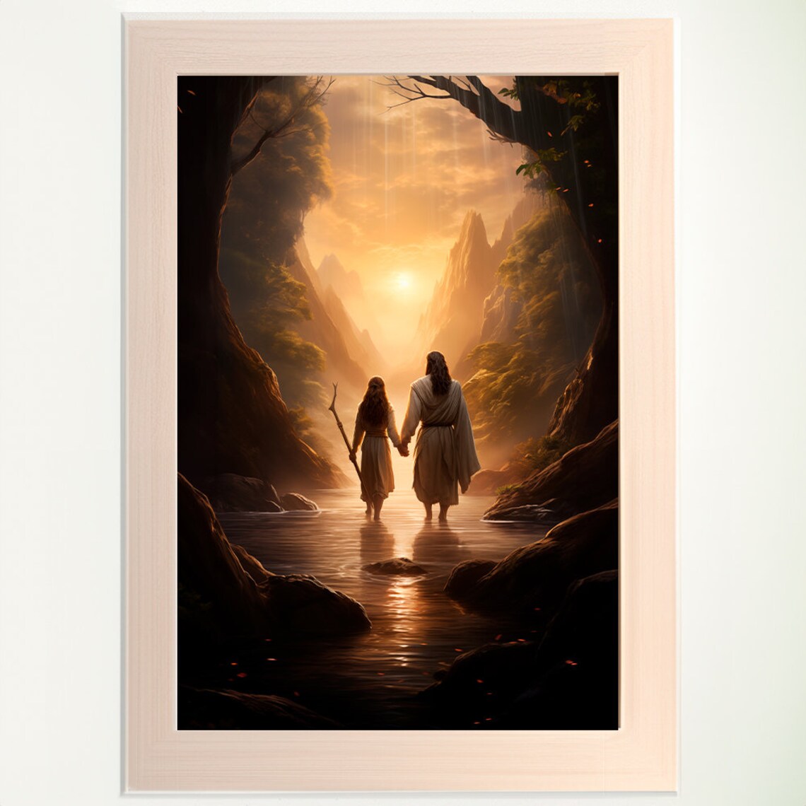 Jesus Christ Walking With Girl DIGITAL PRINT Lead Me Guide Me Bible Art ...