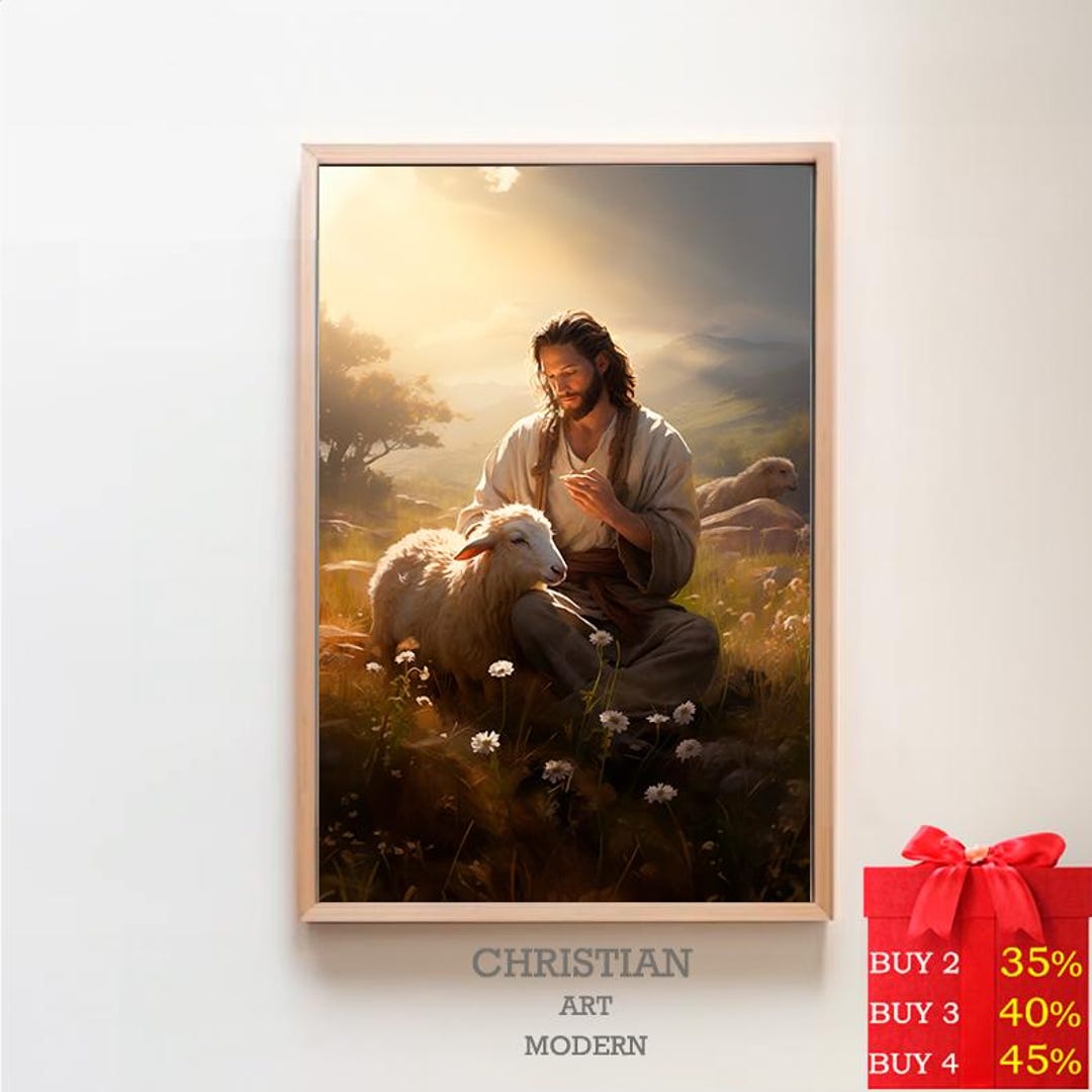 Jesus and Lost Sheep Print: Christian Bible Art (digital Download) - Etsy