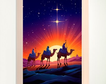 Three Wise Men, Magi, DIGITAL PRINT, Nativity Scene, Birth of Jesus ...