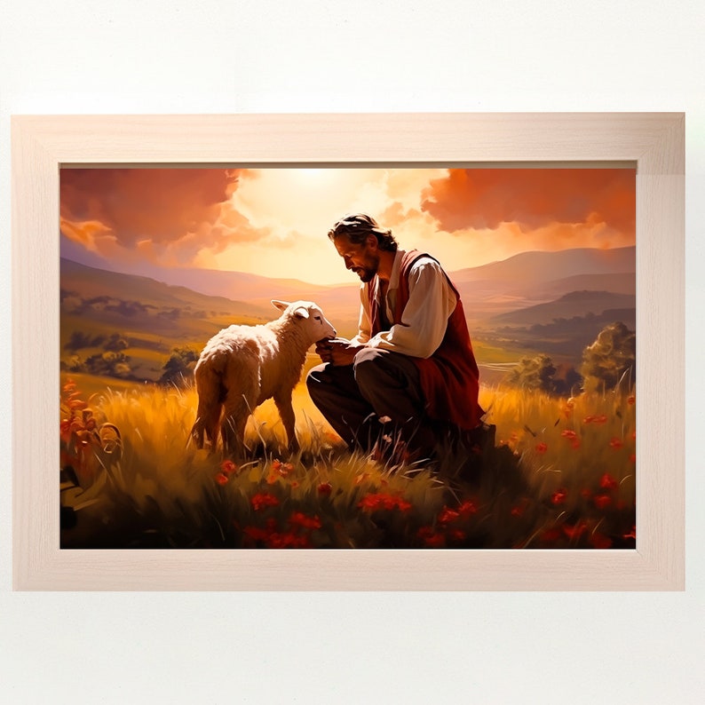 The Good Shepherd DIGITAL PRINT Jesus Holding the Lost Lamb the Journey ...