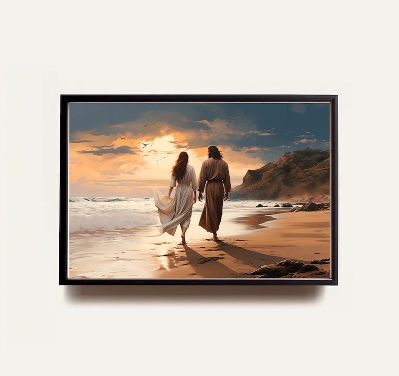 Jesus Christ Walking With Girl DIGITAL PRINT Lead Me Guide Me Bible Art Christian Art Jesus ...