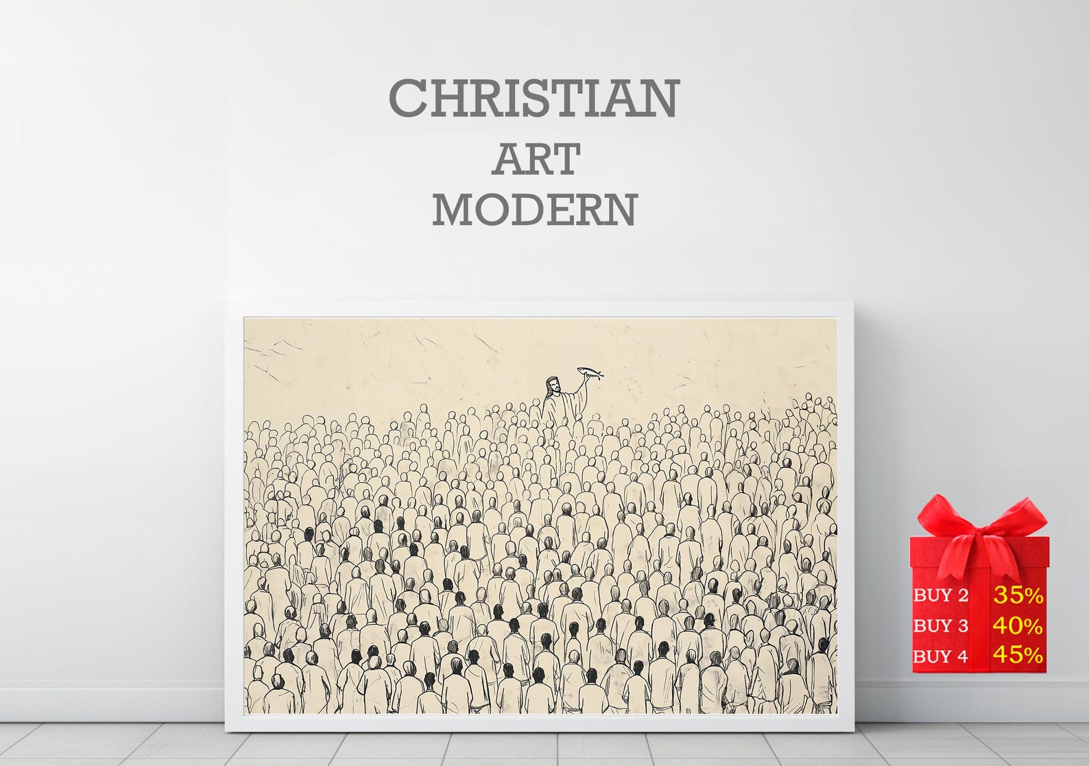 Jesus Feeds the 5000, Digital Print, God Provides, Feeding of the 5000 ...