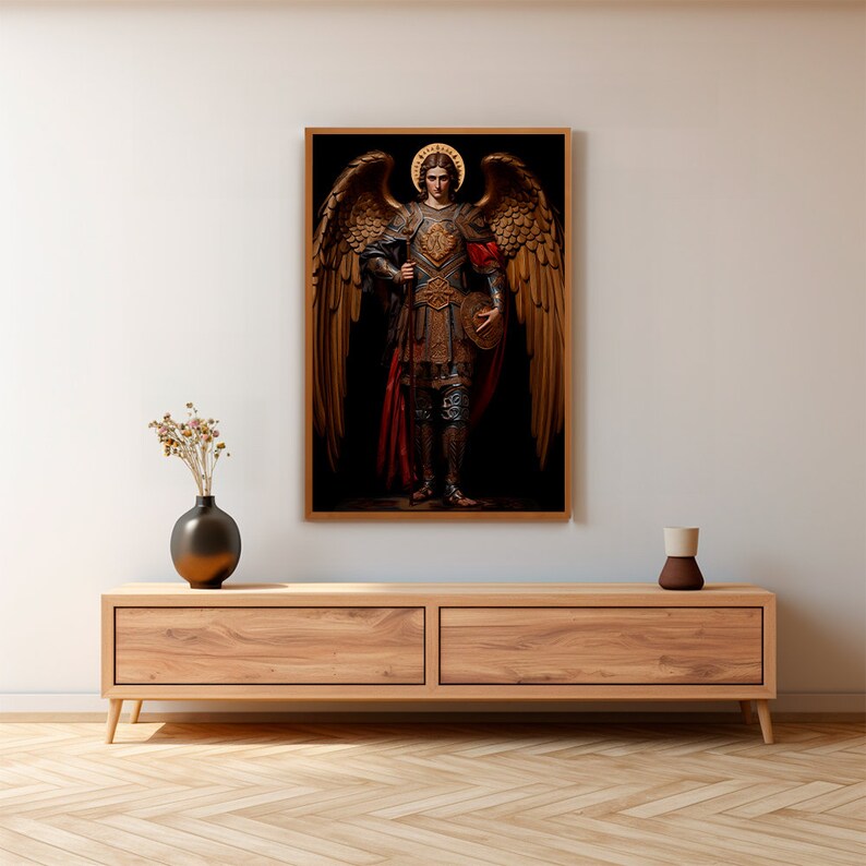 Art Archangel Michael Digital Print the Celestial Defender Saint ...