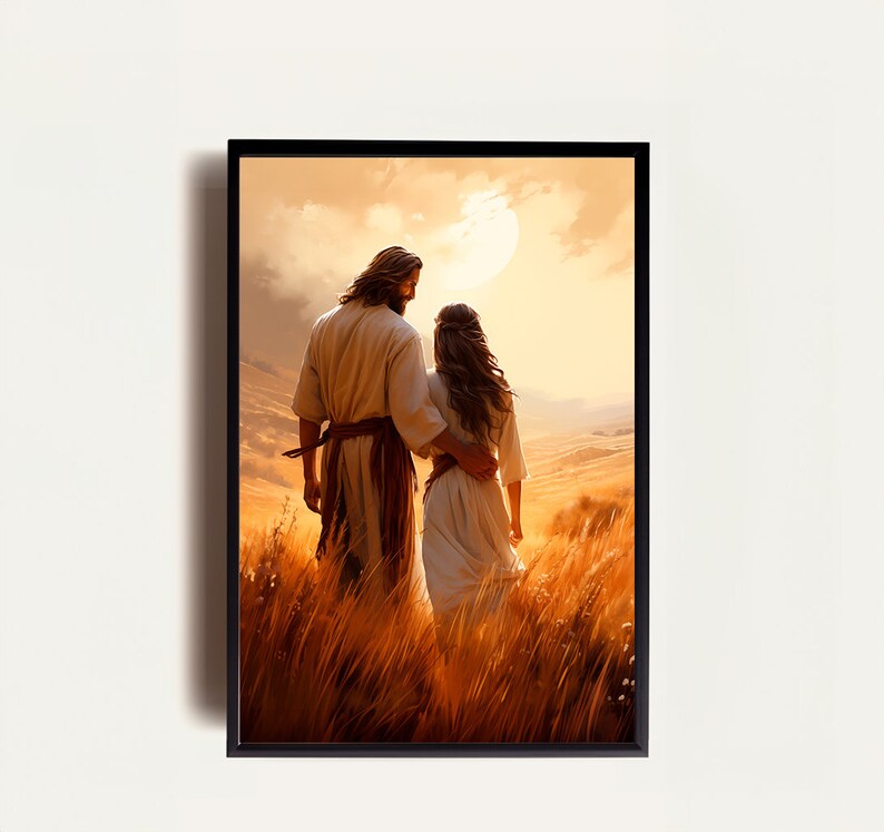 Jesus Christ Walking With Girl DIGITAL PRINT Lead Me Guide Me Bible Art ...