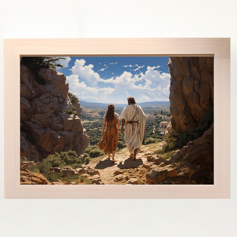 Jesus Christ Walking With Girl DIGITAL PRINT Lead Me Guide Me Bible Art ...