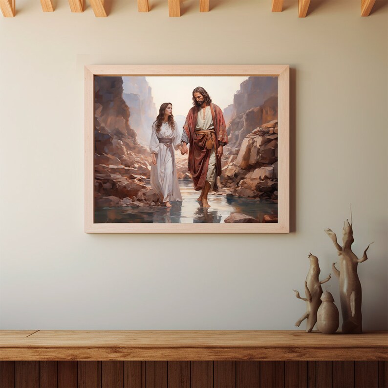 Jesus Christ Walking With Girl DIGITAL PRINT Lead Me Guide Me Bible Art ...