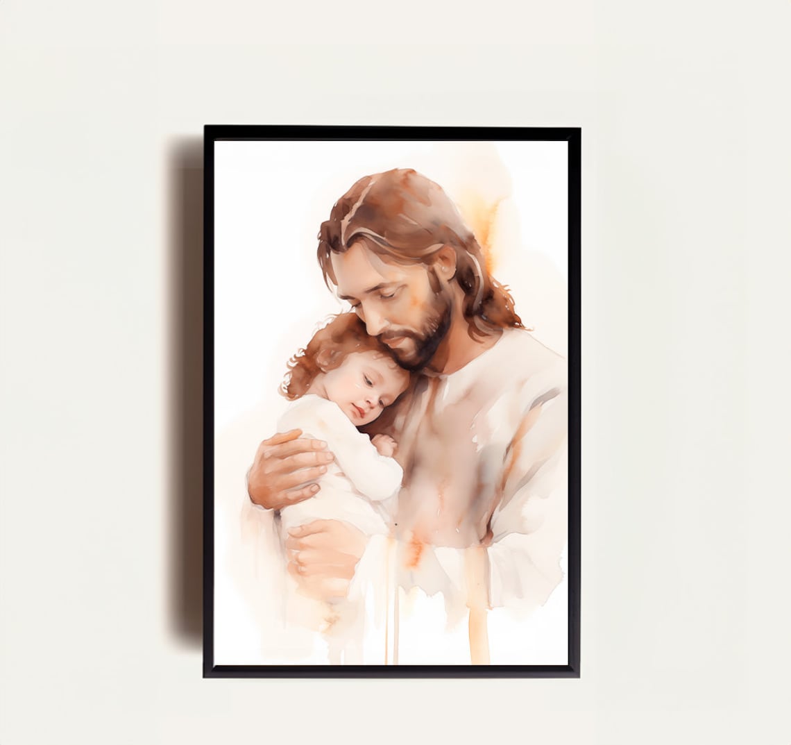Jesus Holding a Little Girl DIGITAL PRINT Jesus Holding Child Christian ...