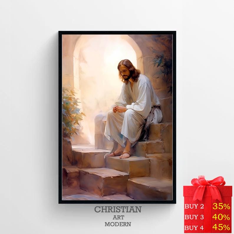 Jesus Prays in the Garden of Gethsemane, Digital Print, Jesus Praying ...
