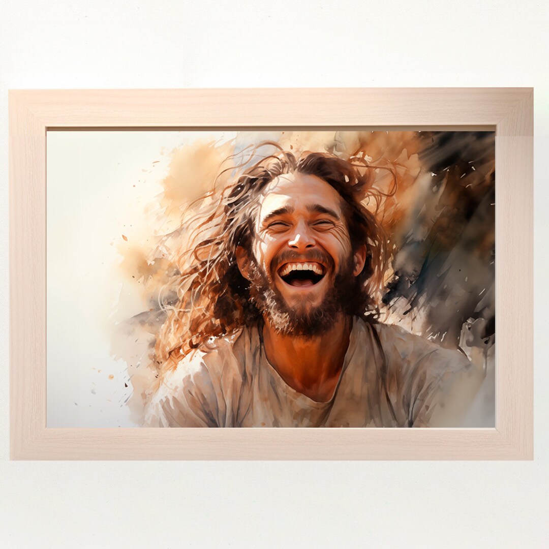 Jesus Laughing Smiling Christ DIGITAL PRINT Jesus Smiling Picture of ...