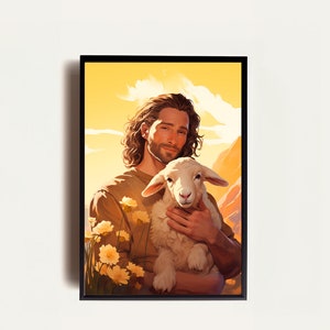 Jesus Christ Holding Lamb, Religious Painting, Good Shepard, Christian ...
