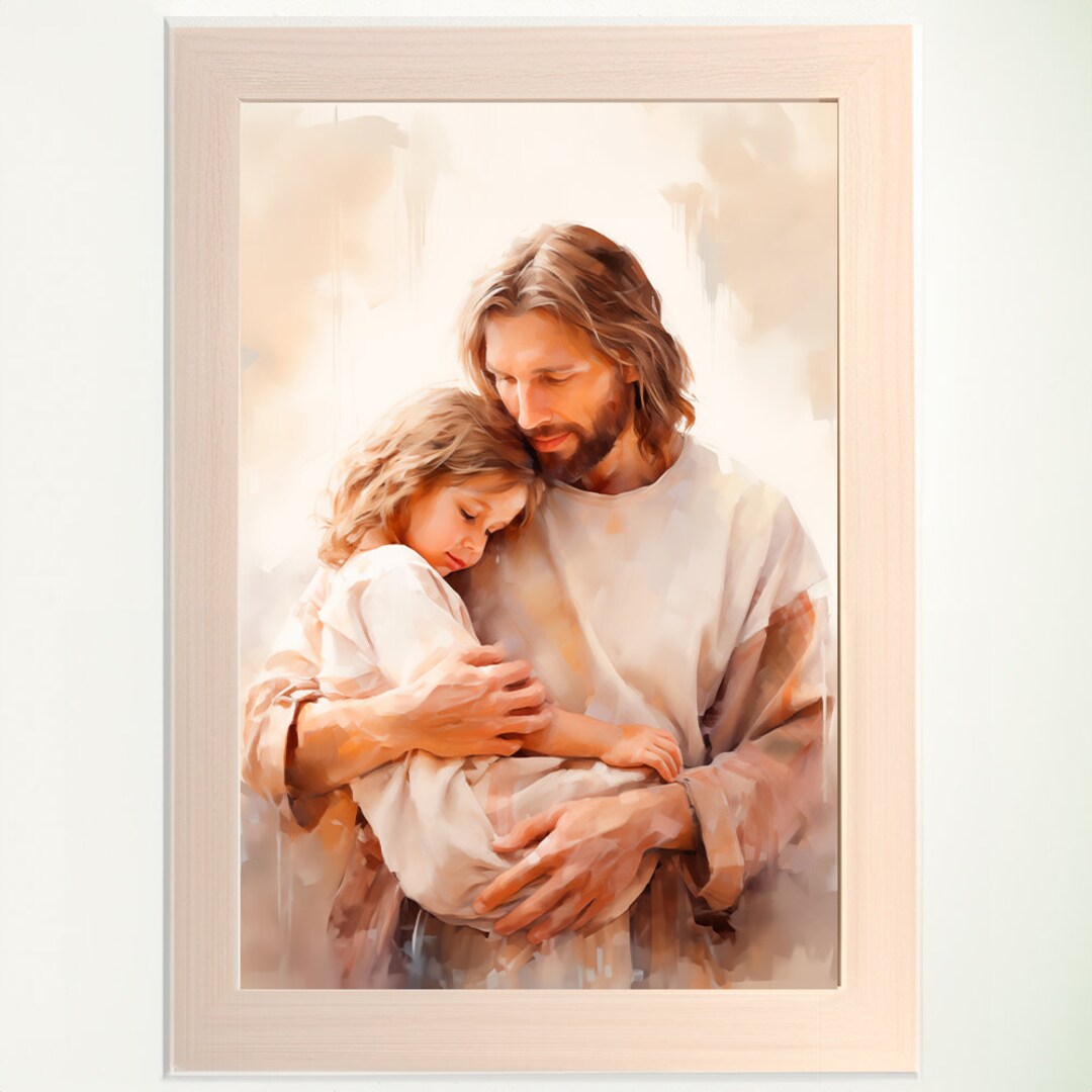 Jesus Holding a Little Girl DIGITAL PRINT Jesus Holding Child Christian ...