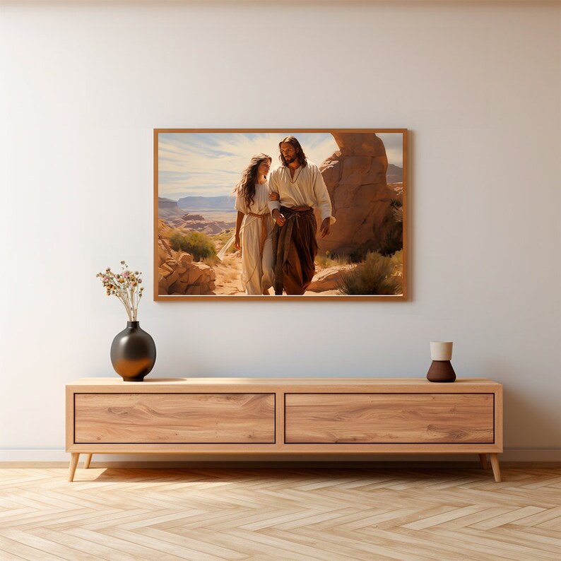 Jesus Christ Walking With Girl DIGITAL PRINT Lead Me Guide Me Bible Art ...