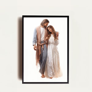 Jesus Christ Walking With Girl DIGITAL PRINT Lead Me Guide Me Bible Art Christian Art Jesus ...