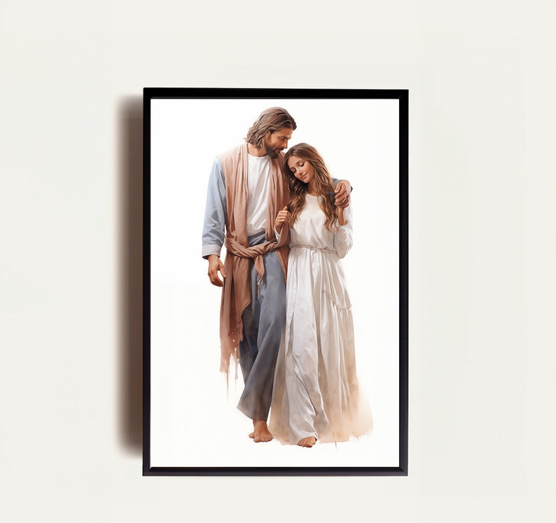 Jesus Christ Walking With Girl DIGITAL PRINT Lead Me Guide Me Bible Art Christian Art Jesus ...