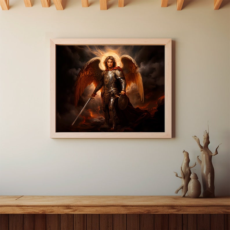 Art Archangel Michael Digital Print the Celestial Defender Saint ...