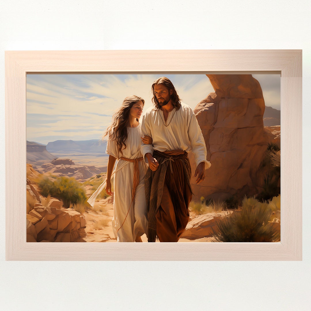 Jesus Christ Walking With Girl DIGITAL PRINT Lead Me Guide Me Bible Art ...