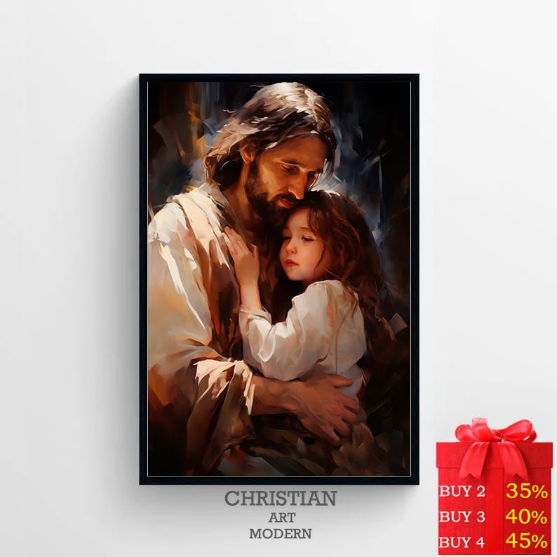 Jesus Holding a Little Girl | DIGITAL PRINT! | Jesus Holding Child ...
