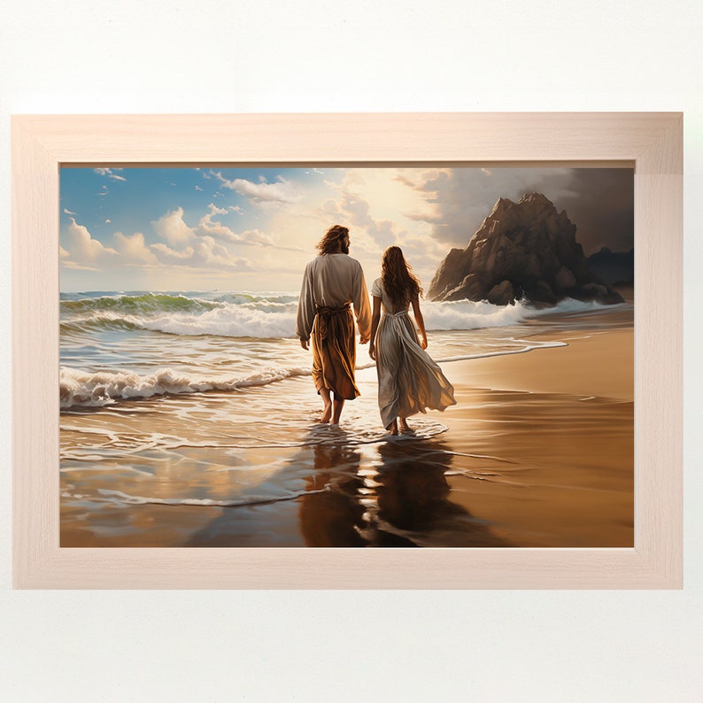 Jesus Christ Walking With Girl DIGITAL PRINT Lead Me Guide Me Bible Art Christian Art Jesus ...