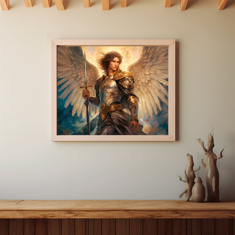 Art Archangel Michael Digital Print the Celestial Defender Saint ...