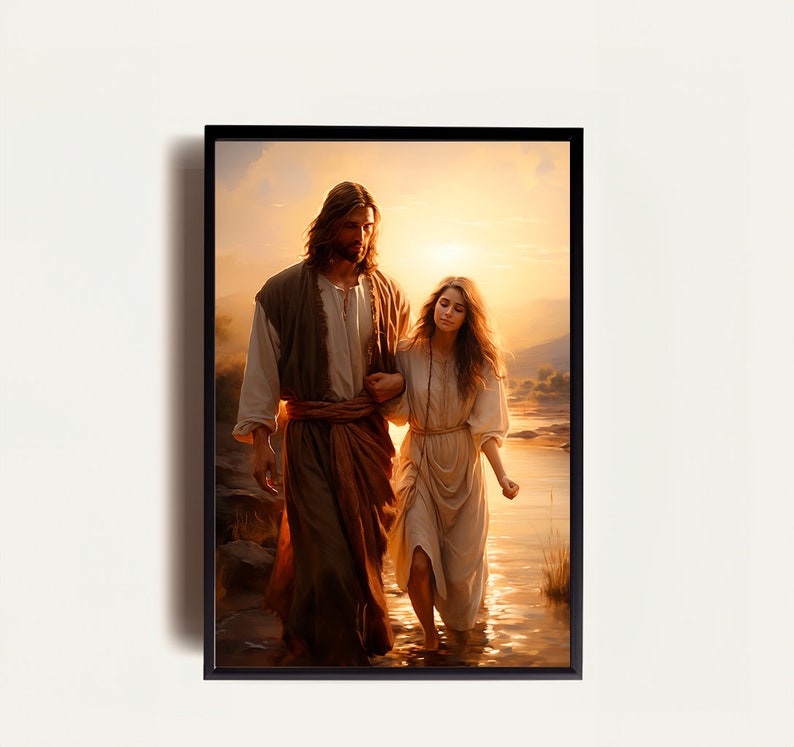Jesus Christ Walking With Girl DIGITAL PRINT Lead Me Guide Me Bible Art Christian Art Jesus ...