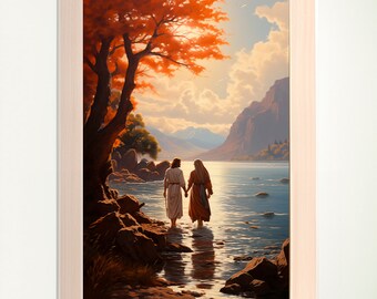 Jesus Christ Walking With Girl DIGITAL PRINT Lead Me Guide Me Bible Art Christian Art Jesus ...