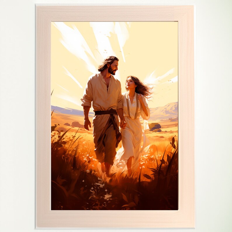 Jesus Christ Walking With Girl DIGITAL PRINT Lead Me Guide Me Bible Art Christian Art Jesus ...